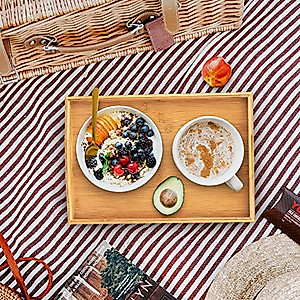 Wood Serving Tray with Handles Boobam Serving Tray Set for Food,Breakfast,Dinner,Ottoman Coffee Table, Parties,Restaurants(3 Pack)