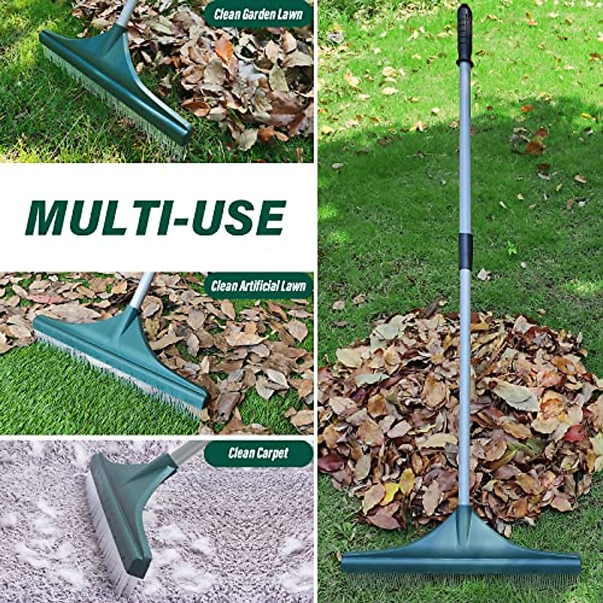 Artificial Turf Rake Carpet Rake SOYUS Grass Broom Hand Rake with Adjustable Handle Steel 32 to 52 inches for Synthetic Grass Lawn Leaf Carpet Pet Hair Remove
