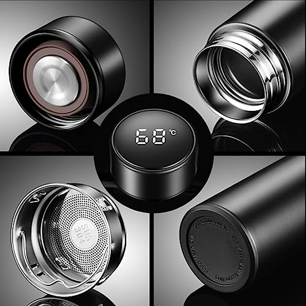 Stainless Steel Thermos, Smart Sports Water Bottle with LED Temperature Display ,Double Wall Vacuum Insulated Water Bottle, Stay Hot for 24 Hrs, Cold for 24 Hrs