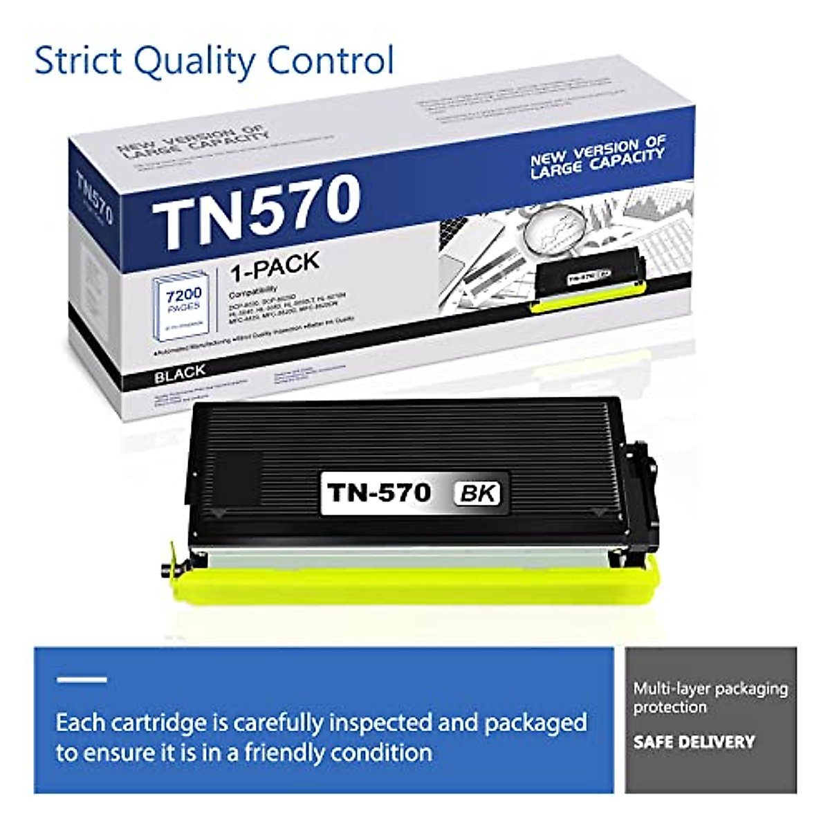 EDH Compatible TN570 TN-570 Toner Cartridge Replacement for Brother High Yield Compatible with HL-1670N1650 1850 1870n DCP-8040 8025D 8020 8045DN MFC-8120 8640D 8820DN Printer (1 Pack, Black)