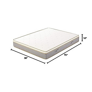Mellow 10 Inch LAGOM Elite Hybrid Mattress, Made in USA, CertiPUR-US Certified Foams, OEKO-TEX Certified Eco Cover, Green Tea Infused Memory Foam and Pocket Springs, Quilted Comfort Top, Twin