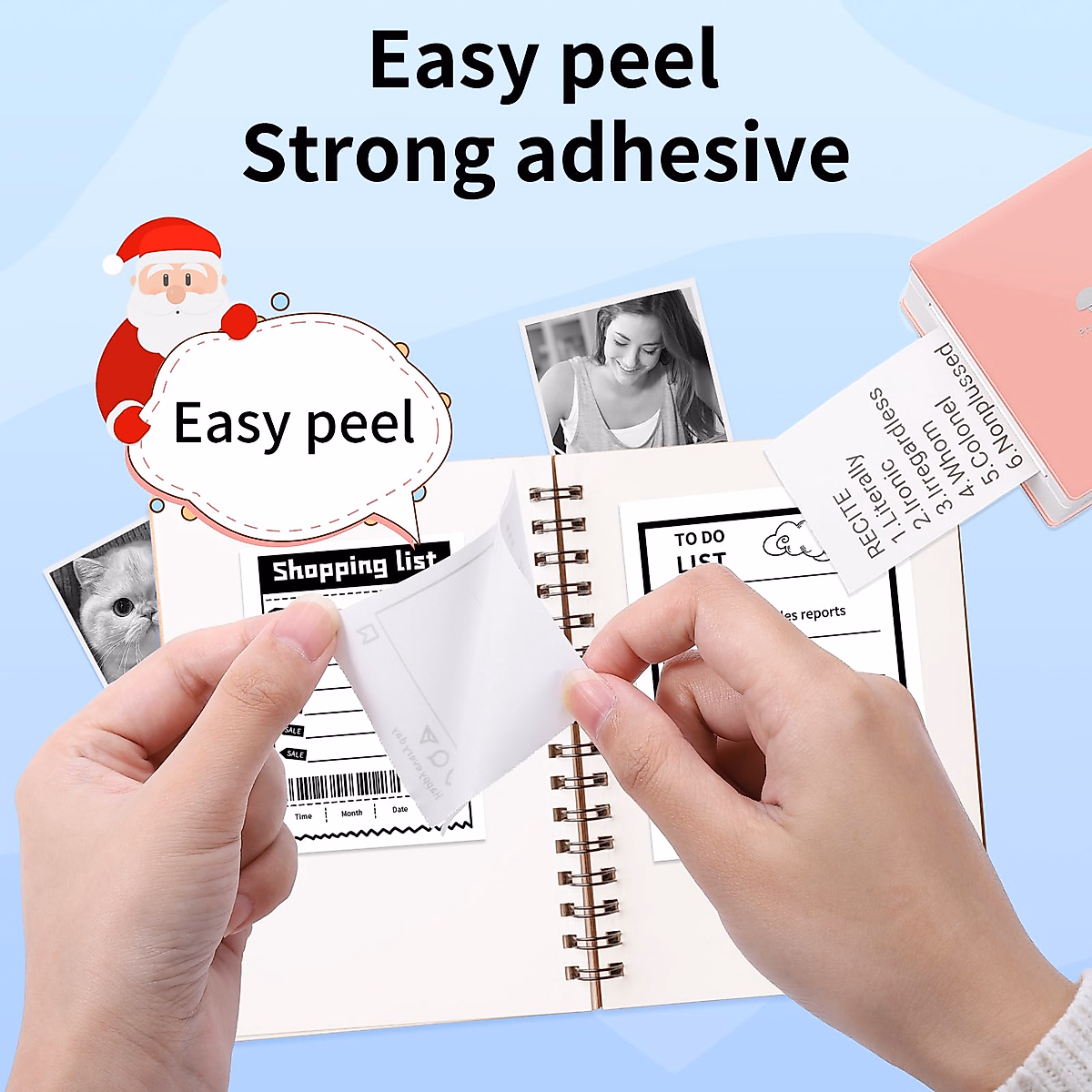 Mini Printer Sticker Photo Paper Compatible with Suave Anycash Cabaro Cudinham Peripage A6 TP6S Printer Paper Sticker Pocket Thermal Paper 57mm x30mm White Self-Adhesive for Photo Journal Notes Memo