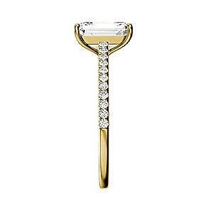 FACETS JEWELS 2.50 Tcw Emerald Cut Moissanite Rings For Women in 14k Yellow Gold Diamond Engagement Wedding Ring - 14K Solid Yellow Gold Size 7