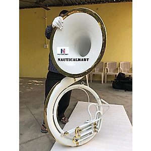 Brass Sousaphone Bb Big Bell Tubas White Brass Made King Size Tuba Mouth Piece with Carry Bag 25" Handmade Musical Instrument Gift