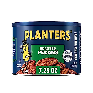 PLANTERS Roasted Pecan Nuts, Party Snacks, Plant-Based Protein, 7.25 Oz Canister