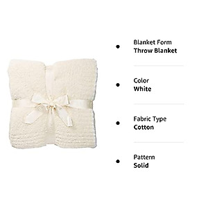 Barefoot Dreams Contrast Trim Throw Blanket 45 x 60 Cream & White