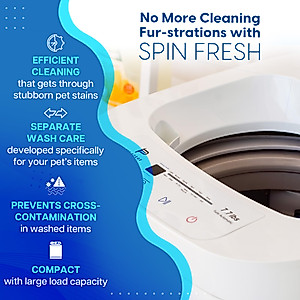 ​​Pet Forge Spin Fresh Compact Washing Machine for Pet Items - Fully Automatic Portable Washer with 8 Pounds Capacity Top Load Spin Mini Washer for Pet Hygiene