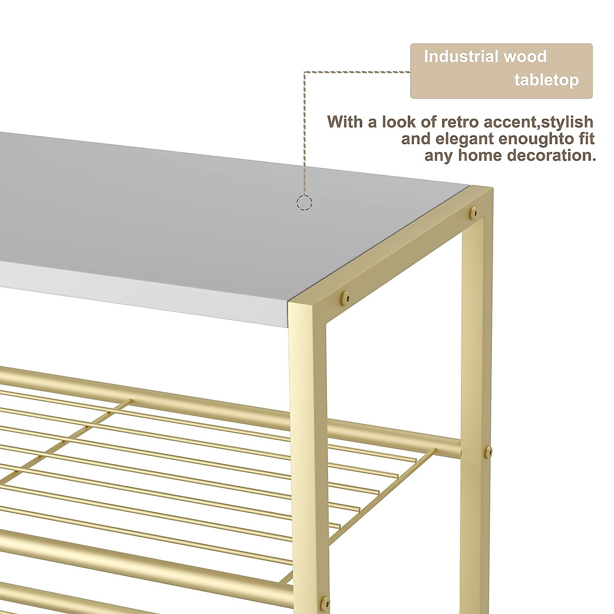 HOMEFORT 4-Tier Shoe Rack, Shoe Storage Shelf, Industrial Shoe Tower, Narrow Shoe Organizer for Closet Entryway, Small Shoe Rack Table with Durable Metal Shelves, Gold