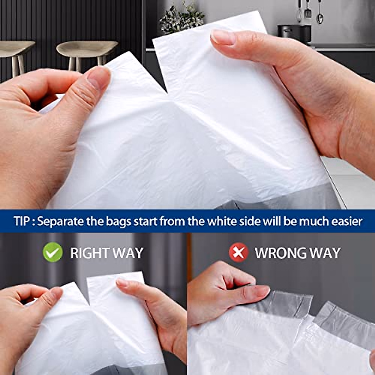 2.5 Gallon 120 Counts Small Strong Drawstring Trash Bags Garbage Bags by RayPard, Small Plastic Bags fit 7.5-9 Liter Trash Can for Home Office Kitchen Bathroom Bedroom, White Waste Basket Liners