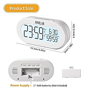 AIMILAR Digital Alarm Clock with Timer Digital Count Up Down Timer Kids Alarm Clocks with Snooze for Desk or Bedroom Students Home Office