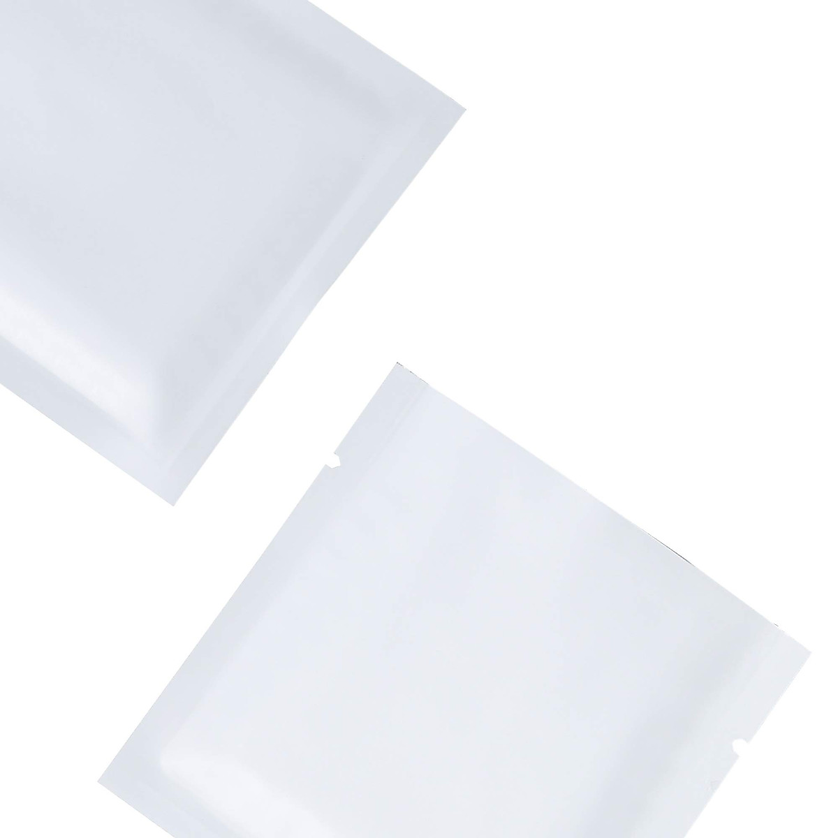 QQ Studio 100 Bags/Pack Double Sided Color Food Safe Open Top Flat Bag with Tear Notch (White, 7x7cm (3x3"))