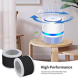 4 Packs EPI810 True HEPA Replacement Filter Compatible with KOIOS, MEGAWISE and MOO-KA EPI810 Air Cleaner Purifiers, with H13 True HEPA Filter and Carbon Pre-filter