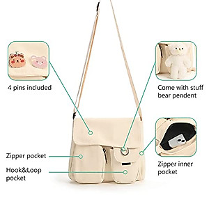 Phaoullzon Kawaii Crossbody Bag Cute Messenger Bags Canvas Shoulder Purse Gifts for Teens