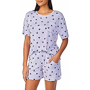 Disney Womens Short Pajama Set with Pockets (Purple, X-Large)