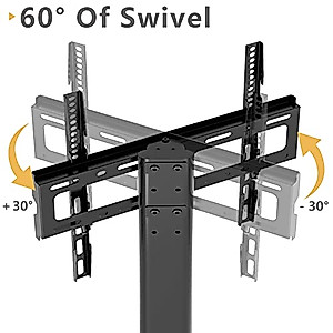 TVON Universal Floor TV Stand with Swivel Mount for 32-65 Inch TVs, TV Mount Stand for Bedroom and Corner with Height Adjustable Shelf and Tempered Glass Base, Black