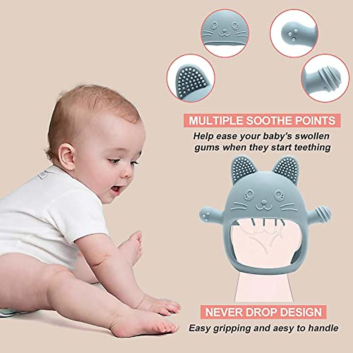Baby Teething Toys by Komfy LilLove | Non-Toxic Infant Toys 0-6 6-12 Months | CPC Certified Teething Mitten | No Drop Teether for Baby Teething Relief | Baby teether Toys | Teething Pacifier