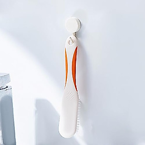 Long Handle Soft Shoe Brush Two Tone Shoe Cleaning Brush Multifunctional Cleaning Brush Household Scrub Brush Stain Removal Laundry Brush Commercial Kitchen Sink Soap (Orange, One Size)