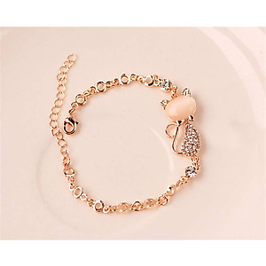 HELPFLOWER CH01 925 Plated Sterling Diamond Bracelet Cat Adjustable Bracelets with Chain Unique Jewelry Present for Women
