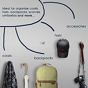 mosuniro Wood Wall Hooks Set, 6 Pack Wall Mounted Single Coat Hook, Decorative Wooden Coat and Hat Hanger Hooks for Hanging Coats Hats and Bags (Beech Wood, 2.3 inch)