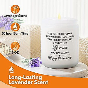 Retirement Gifts for Women,Coworker Leaving Gifts,Going Away Gift, Appreciation Gift for Mom, Boss, Colleague, Teachers, Nurse, Friends, Wife, Sister. Lavender Candle(White)