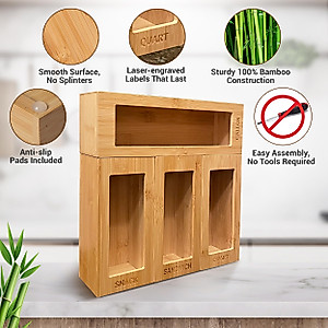 All Luxy Ziplock Bag Organizer - Bamboo Ziplock Bag Storage Organizer - Tidy Up Your Kitchen Drawers With The Sandwich Bag Holder