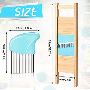 2 Pcs Wave Waffle Cutter and Crinkle Cutter Set Waffle Fry Cutter Potato Cutter Stainless Steel Potato French Fry Cutter Slicer Crinkle Choppers Potato Lattice Maker for Kitchen Tools (Blue)