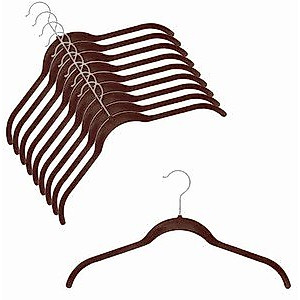 Ultra-Slim Velvet Shirt Hangers - Set of 100 - Chocolate Brown