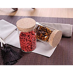 2Pcs 300ml/10oz Empty Clear Glass Bottles with Cork Stopper - Refillable Dry Food Goods Storage Container Vial Jars For Flower Tea Dry Fruit Nuts Candy Seasoning and Other Small Items