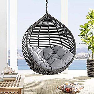 Modway EEI-3637-GRY-GRY Garner Teardrop Outdoor Patio Swing Chair Without Stand, Gray Gray, 28.5 x 41 x 125.5