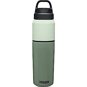 CamelBak MultiBev Water Bottle & Travel Cup – Vacuum Insulated Stainless Steel – Moss/Mint – 22 oz bottle & 16 oz cup