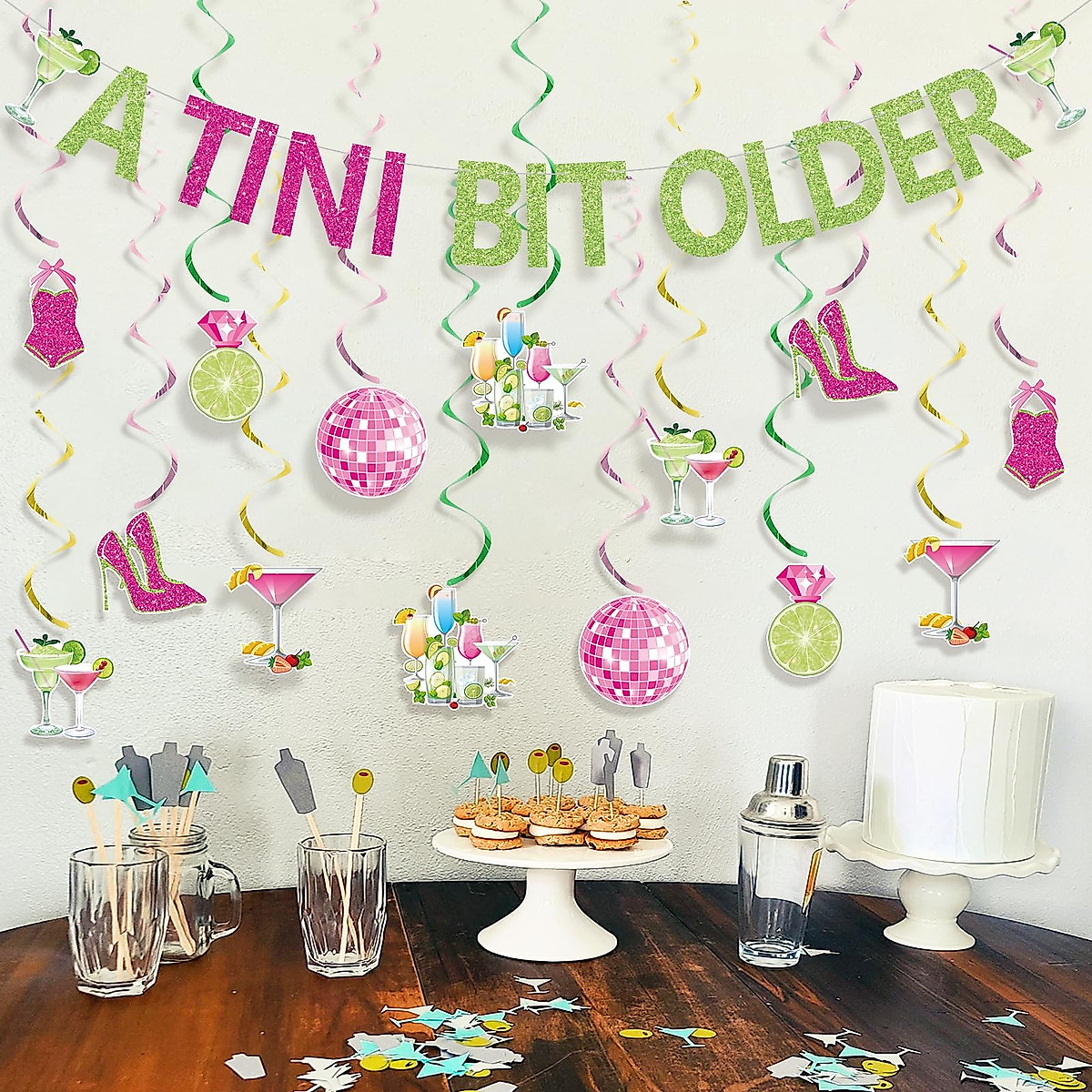 Martini Themed Party Decorations A Tini Bit Older Banner Martini Bar Hanging Swirls Tini Bar Themed Margarita Martini Cocktail Birthday Wedding Engagement Bachelorette Party Whirls Ceiling Swirls