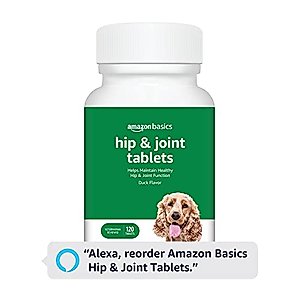Amazon Basics Dog Hip & Joint Chewable Tablets, Duck Flavored, 120 Count (Previously Solimo)