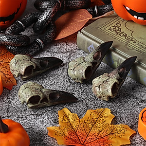 Geetery Halloween Raven Skull Figurine Scavenger Gothic Crow Hanging Wall Sculpture Resin Raven Skull Statue for Home Faux Bird Bone Jewelry Necklace Decor(2.36 Inch,4 Pcs)