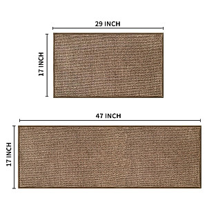 Artoid Mode Washable Kitchen Rugs and Mats Set of 2, Non Skid Rubber Absorbent Kitchen Floor Mats Front of Sink - 17x29 and 17x47 Inch