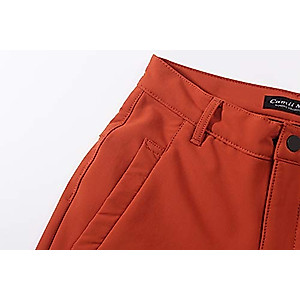 Camii Mia-Fleece-Lined-Hiking-Pants-Women-Waterproof Winter Pants Ski Snow Windproof Lightweight Slim Warm (32W x 30L, Orange)