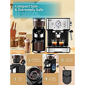 Gevi Burr Coffee Grinder, Adjustable Burr Mill with 35 Precise Grind Settings, Electric Coffee Grinder for Espresso/Drip/Percolator/French Press/American/Turkish Coffee Makers, 120V/200W, Black