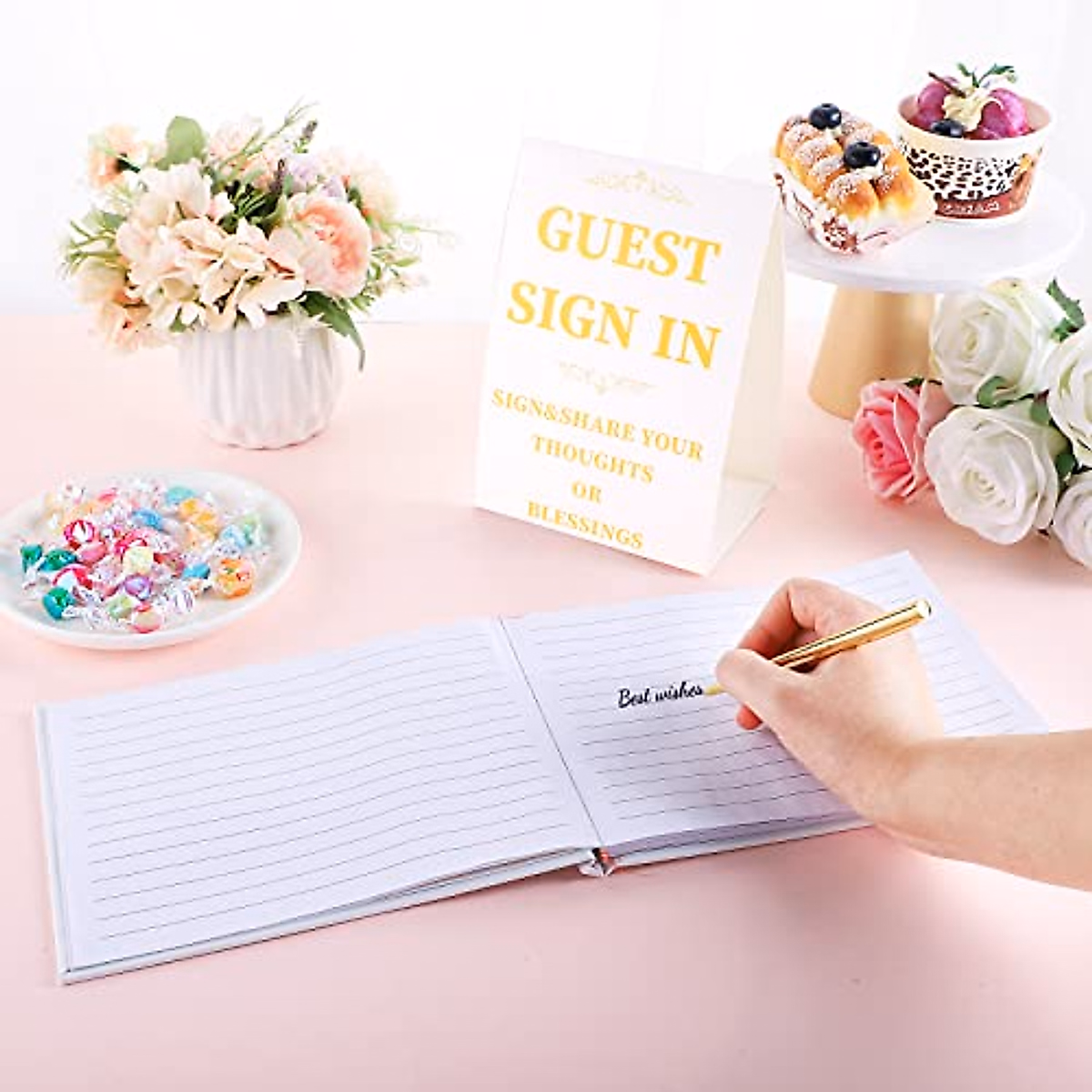 Wedding Guest Book with Pen Wedding Memory Book with Table Cards Hardcover Wedding Guestbook Photo Album Sign in Wedding Book Gold Guest Book Sign Guest Sign in Book Guest Registry Guestbook Planner