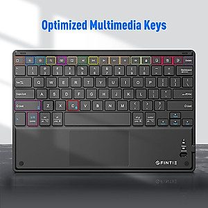 Fintie Ultrathin 4mm Wireless Bluetooth Keyboard with Built-in Multi-Touch Touchpad for iPad, iPhone, Samsung Galaxy, Nexus, Microsoft Surface, HP and Other Bluetooth Devices [Retail Packaging]