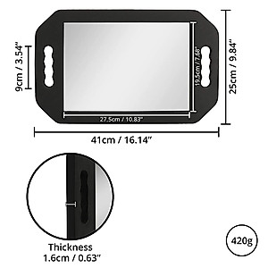 HREW Handle Mirror – Large Hand Mirror with Double Handle - Rectangular Hand Held Mirror with Handle - Lightweight Hair Salon Equipment Hairstylist and Barber Accessories (1Pcs Rectangle)