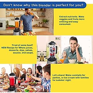 Blender 2000W, Professional Countertop Blenders for Kitchen with High Speed, Blender for Shakes and Smoothies, 68 Oz Large Tritan Jar, 6 Blades, 2 Speeds & Pulse Function for Frozen Drinks