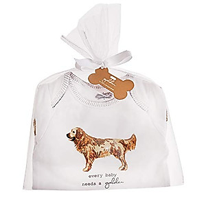 Mud Pie Dog Print Baby Crawler Bib Gift, Golden Retriever, 0-6 Month
