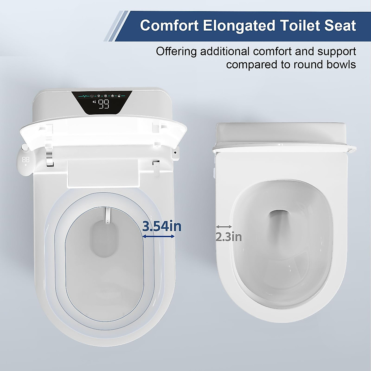 LDian Tankless Smart Toilet With Bidet Built In,Heated Toilet Seat One-piece Bidet Toilet Seat, Auto Flush, Auto Open & Auto Close, Warm Water and Dryer, Wireless Remote Control