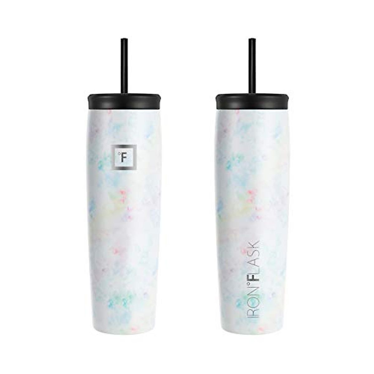 IRON °FLASK Nomad Tumbler - 2 Lids (Straw/Flip), Vacuum Insulated Stainless Steel Bottle, Double Walled, Drinking Cup Thermo Coffee Travel Mug, Water Metal Canteen (Pearl), 28 Ounces