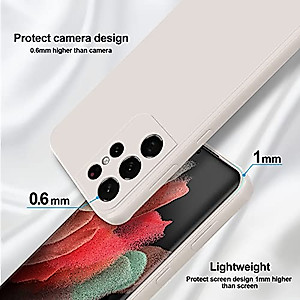 GiiYoon Silicone Case Compatible with Samsung Galaxy S21 Ultra 5G, Full Body Silky Soft Touch Phone Case with Camera Protection, Shockproof Cover with Microfiber Lining, Off White