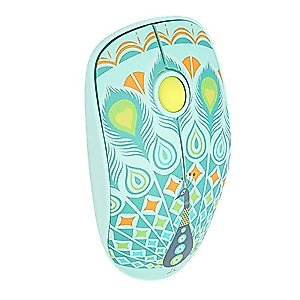 RTLR Gaming Mouse, 1500 DPI, Peacock Pattern Ergonomic Design, Stable and Efficient Wireless Mouse for Laptop Desktop Computer