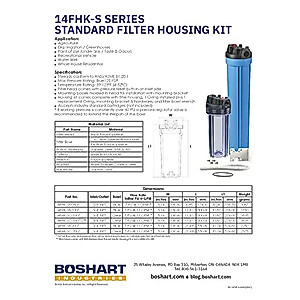 Boshart 10" Clear Filter Housing Kit (W/Mount & Wrench) 3/4" inlet