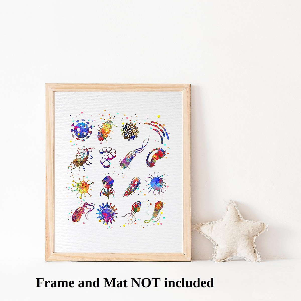 Dignovel Studios 8X10 Unframed Bacteria Watercolor Art Print Biology Medical Art Microbiology Virus Art Abstract Bacteriophage Science Home Office Wall Decor Poster DN675