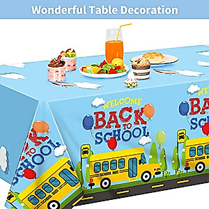 durony 2 Pieces Welcome Back to School Party Tablecloth Table Cover Waterproof First Day of School Plastic Tablecloth Durable Rectangle Table Cover for Party (108 x 54 Inches)