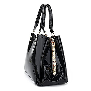 Style Strategy black purses patent leather Satchel handbags for women Top Handle with kiss lock Shoulder bags crossbody for women