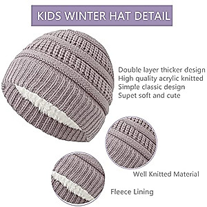3Pcs Kids Winter Beanie Hat Scarf Gloves for 1-10 Years boys girls Set, Toddler Hats Gloves Scarf Set (Grey 1-4 yrs)